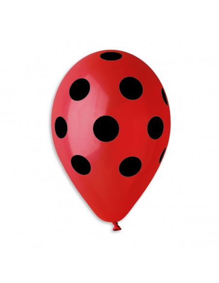 Gemar Standard Polka Dots Red Pois Black 12" GS110 - 100 Uds GEMAR