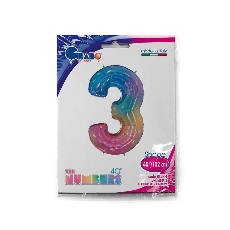 GLOBO 40" 102CM mylar N.3 Arcoiris "Colourful Rainbow" GRABO