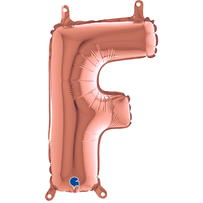 GLOBO 14" MYLAR LETRA "F" ROSE GOLD GRABO