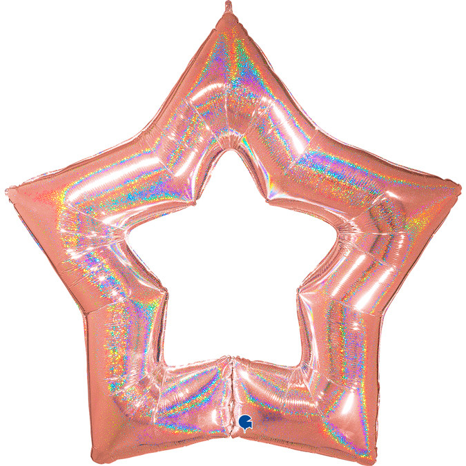 GLOBO 48" MYLAR ESTRELLA ROSE GOLD GLITTER GRABO